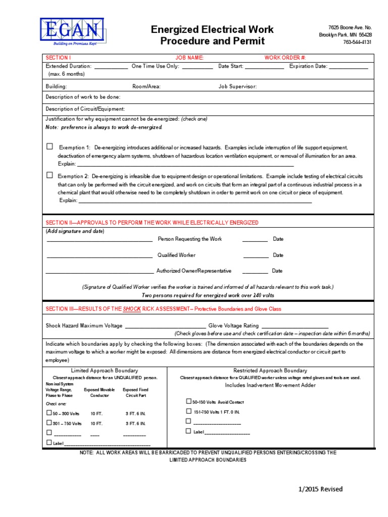 Energized Electrical Work Permit | Personal Protective Equipment | Safety