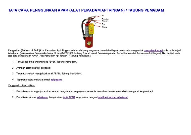 Tata Cara Penggunaan APAR | PDF