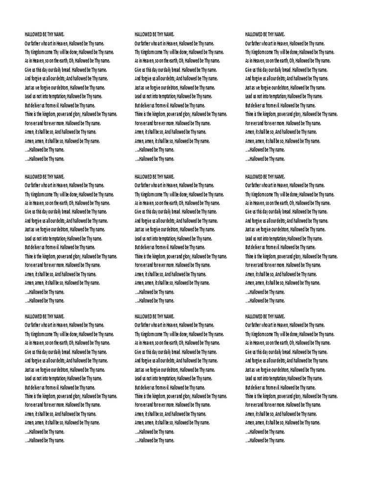 Hallowed Be Thy Name | PDF | Lord's Prayer | Christian Prayer