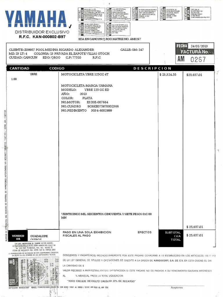Factura de Mi Moto | PDF