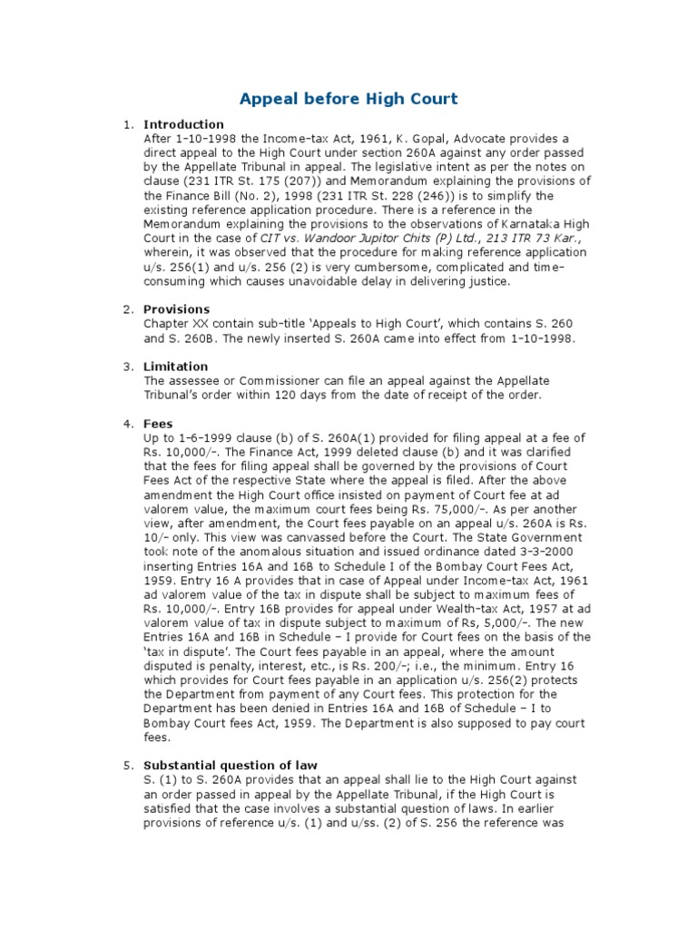 Appeal Before High Court | PDF | Supreme Courts | Appellate Court