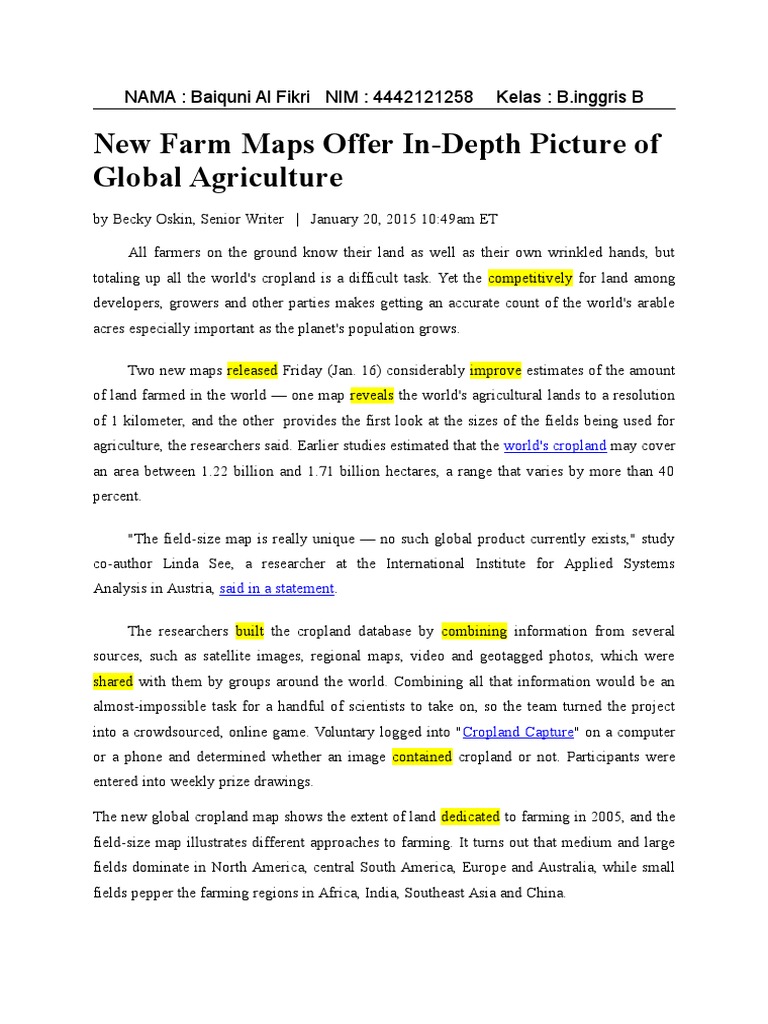 New Farm Maps Offer In-Depth Picture of Global Agriculture | PDF ...