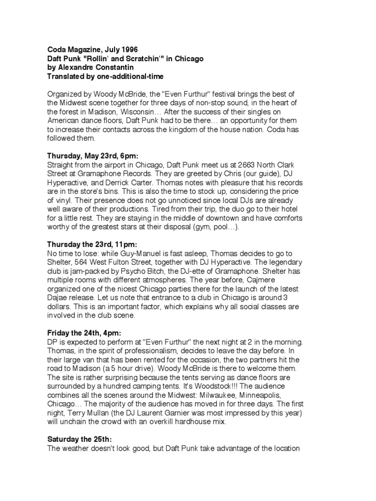 Daft Punk - Coda Magazine - July 1996 | PDF | Performing Arts ...