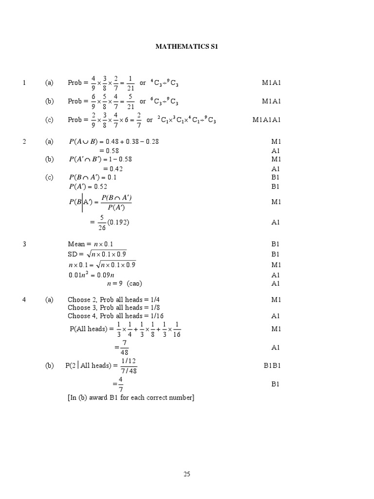 WJEC S1 Jan 2007 Marking Scheme | PDF
