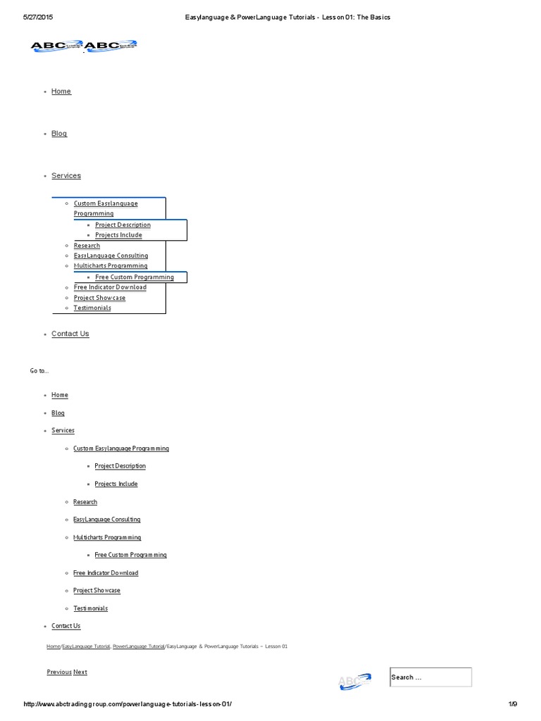 Easylanguage & PowerLanguage Tutorials - Lesson 01 - The Basics | PDF | Variable (Computer ...