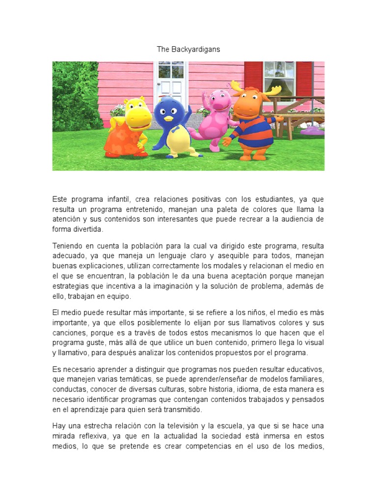 The Backyardigans | PDF | Aprendizaje | Comunicación