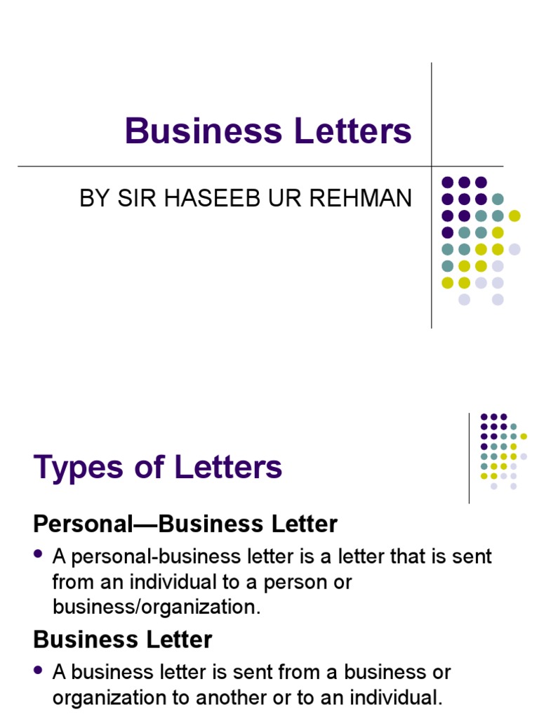 Parts of Business Letters | PDF | Semiotics | Written Communication