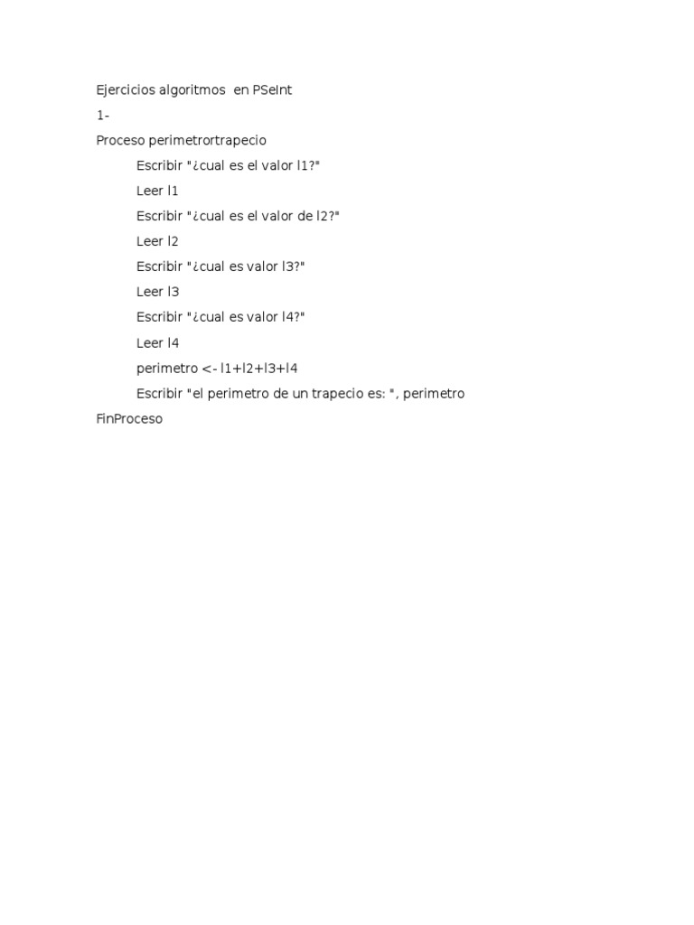 Perímetro de un paralograma en PSeInt | PDF | Geometría Convexa | Euclides