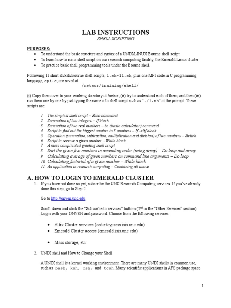 Shell Scripting Guide for Emerald Cluster | PDF | System Software | Unix