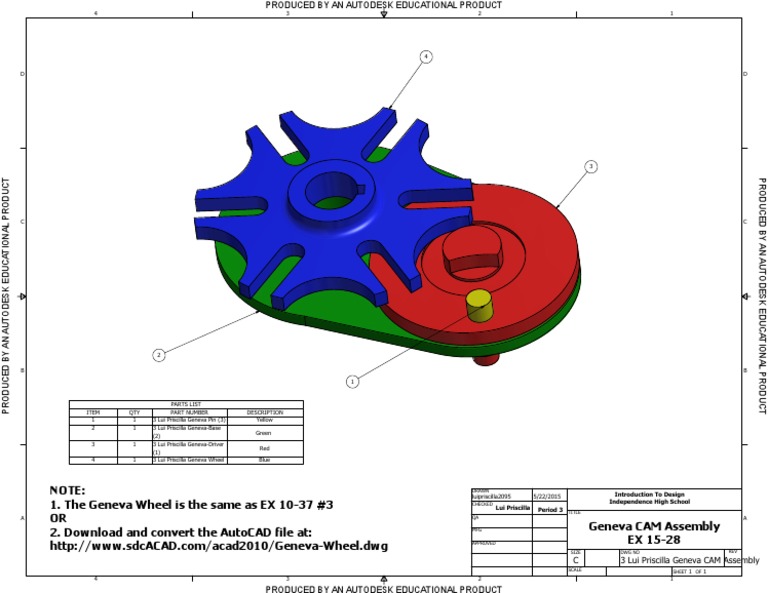 Geneva CAM Assembly Parts List | PDF | Technology & Engineering