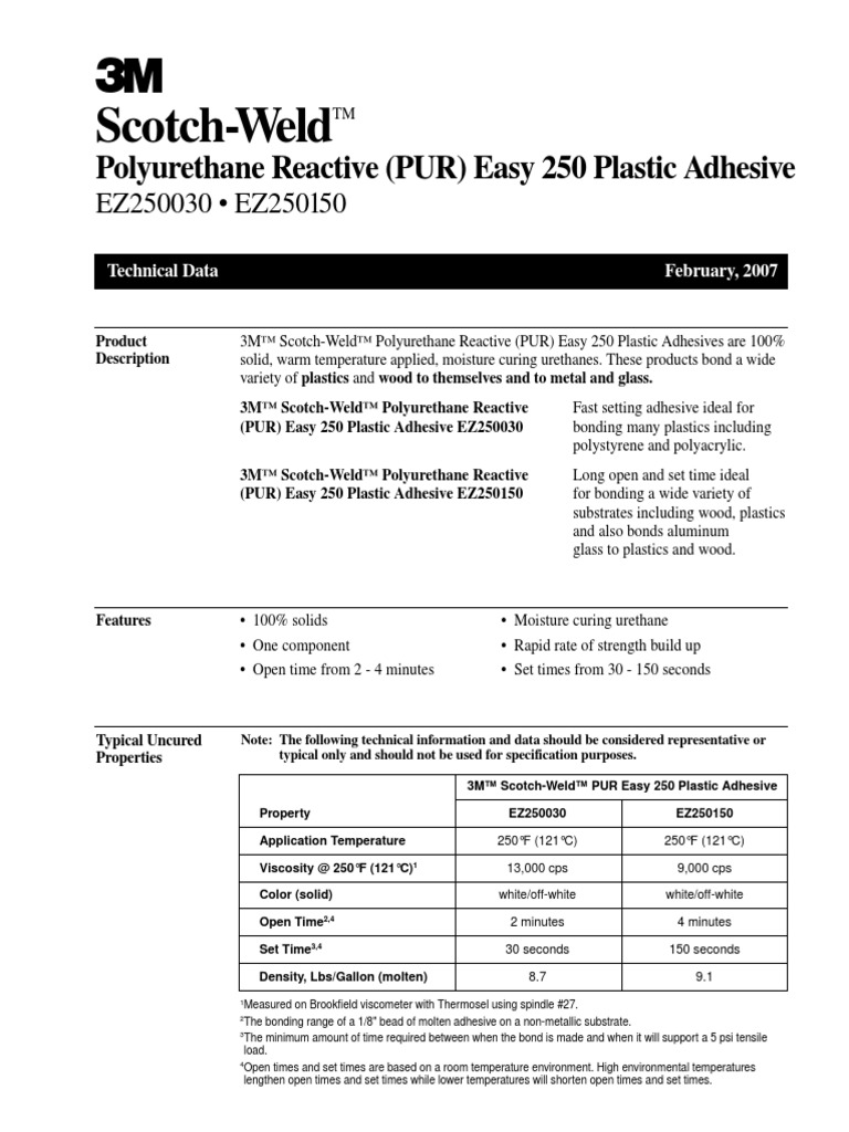3M Scotch-Weld Polyurethane Reactive PUR Easy 250 Plastic Adhesive ...