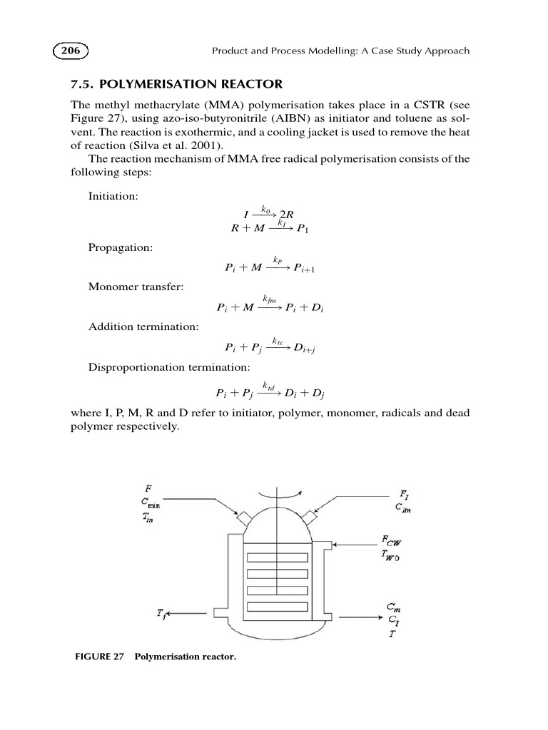 7.5. Polymerisation Reactor: Product and Process Modelling: A Case Study Approach | PDF ...