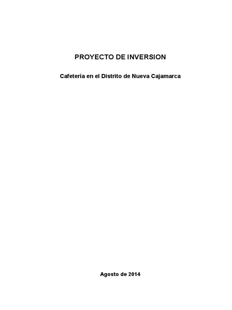 Proyecto de Inversion de Cafe | PDF | café | Calidad (comercial)
