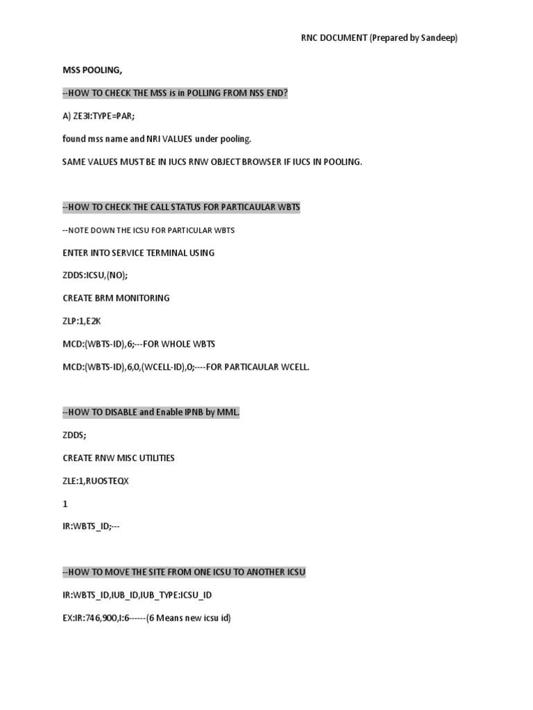 RNC Basic Commands | PDF | Ip Address | Networking Standards RNC Basic Commands | PDF | Ip Address | Networking Standards