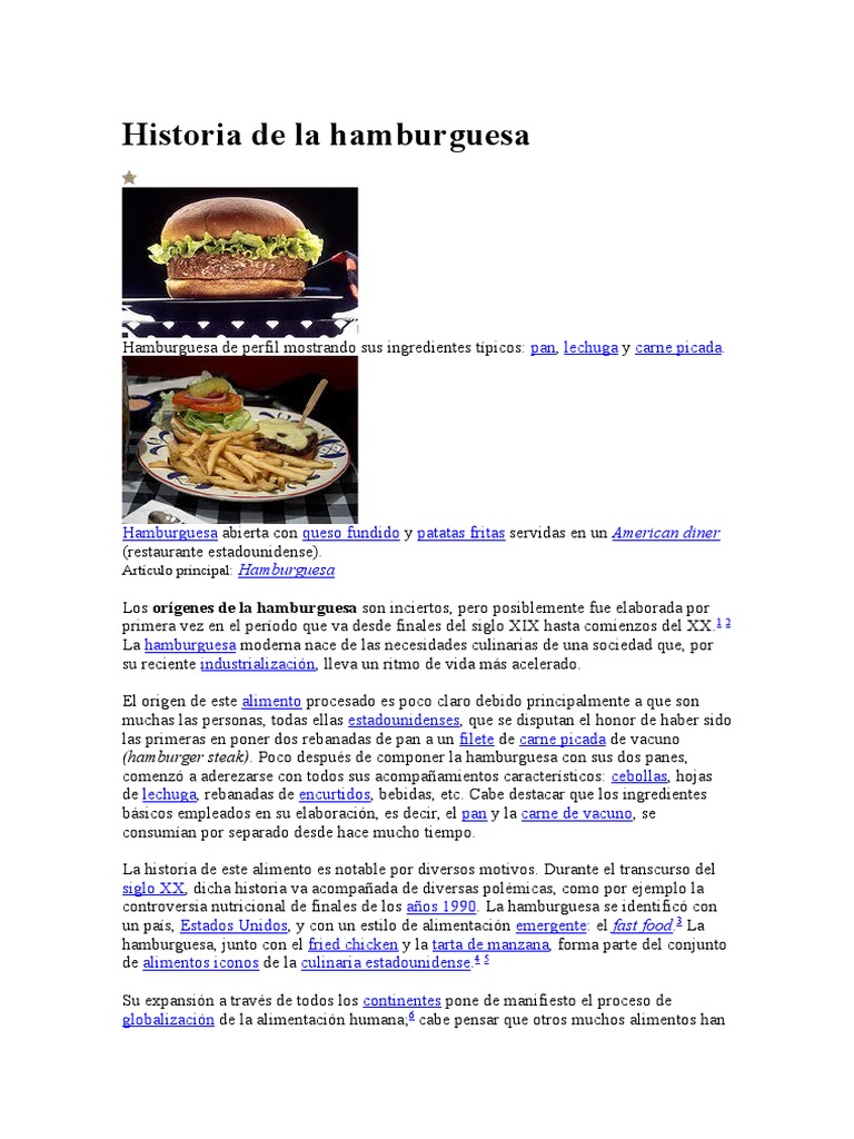 Historia de La Hamburguesa | PDF | Hamburguesas | Carne