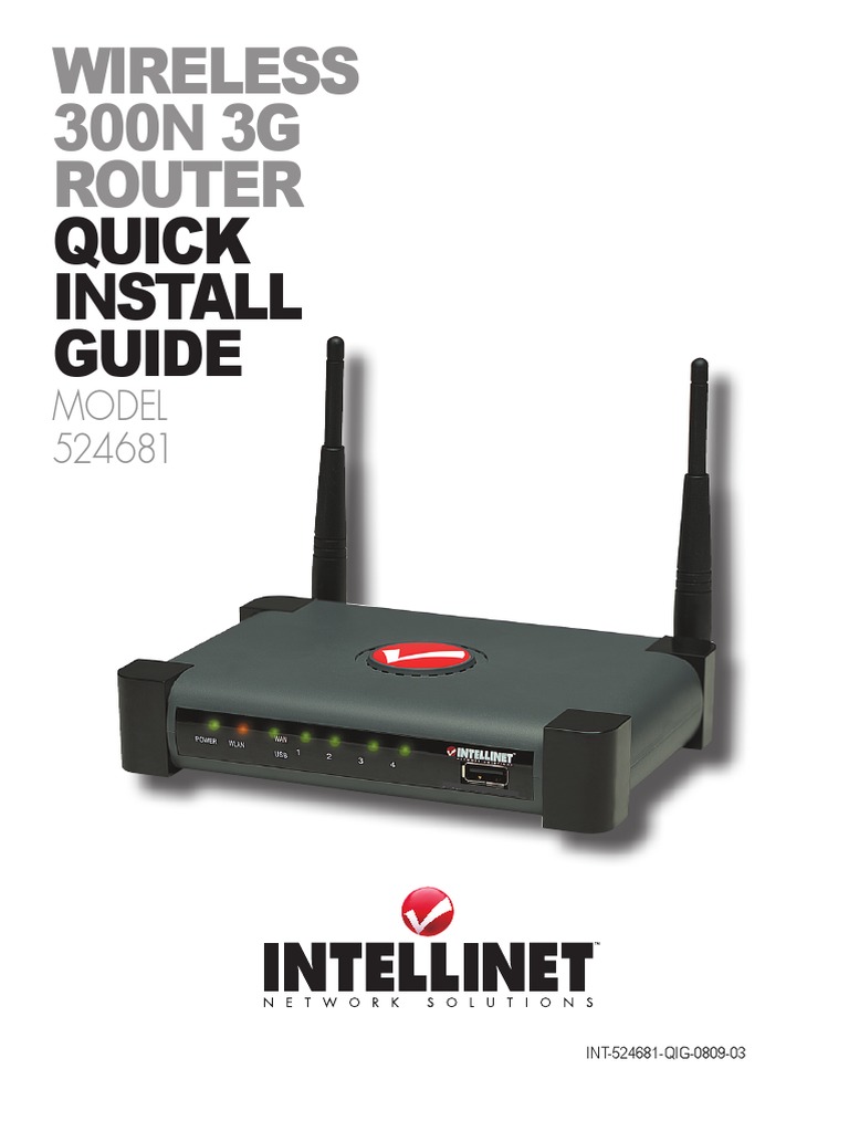 INTELLINET - Wireless 300N 3G Router Quick Install | PDF | Ip Address ...