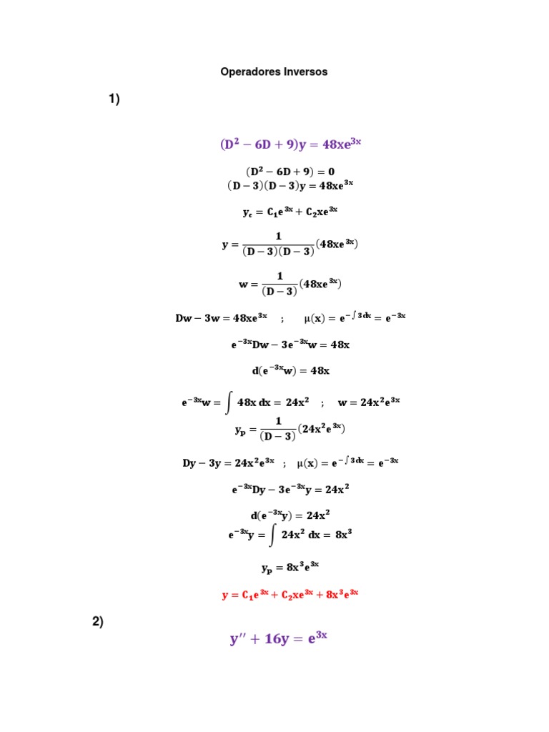Ecuaciones Diferenciales - Operadores Inversos | PDF