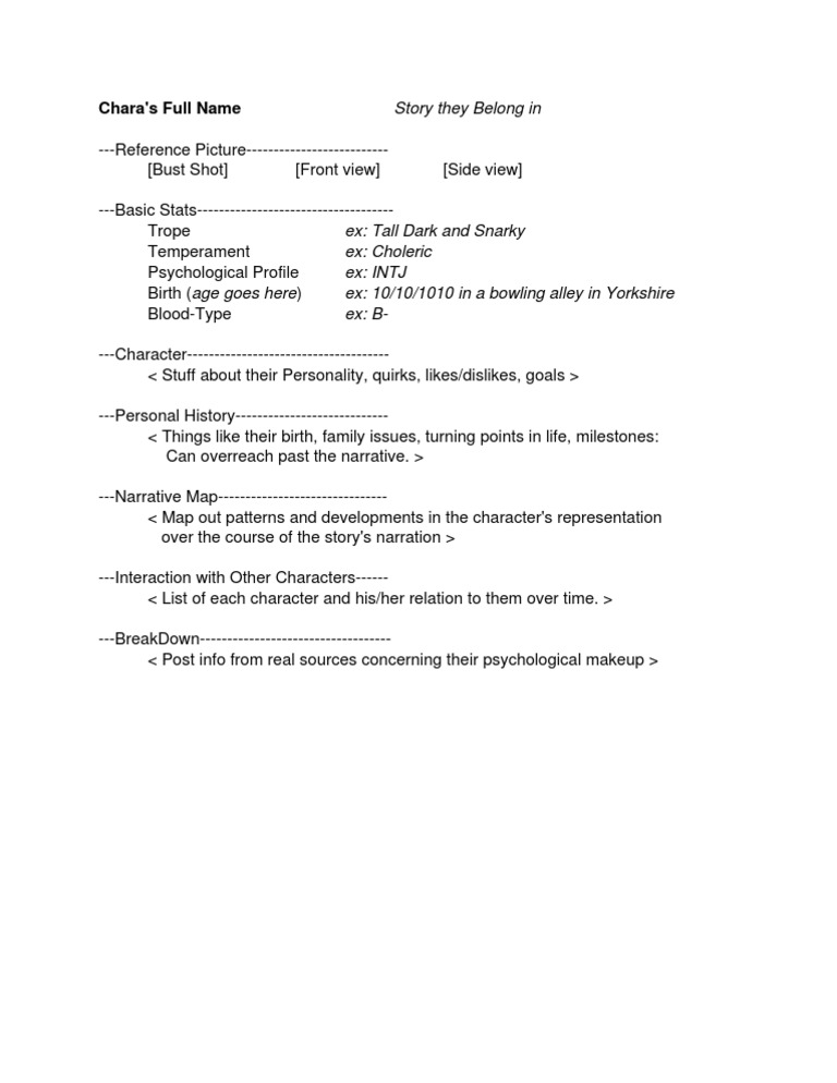 Character Template | PDF