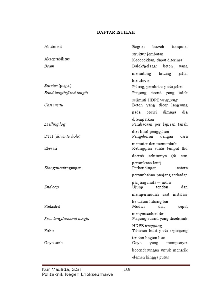 CONTOH Daftar Istilah SKRIPSI | PDF