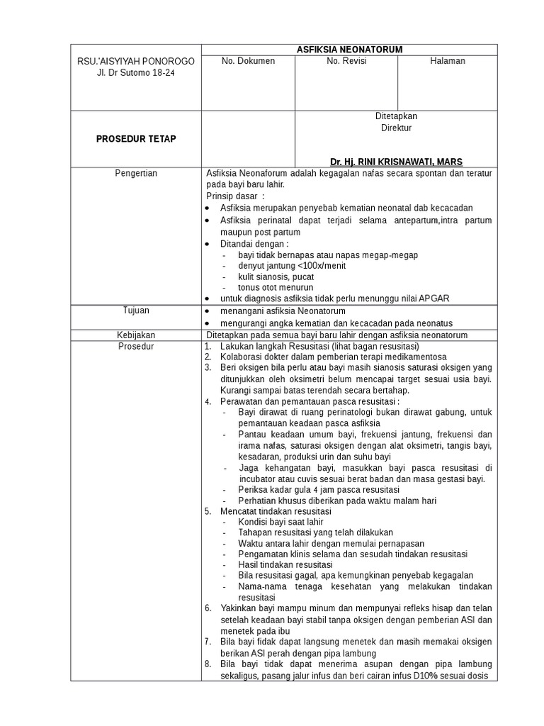 Sop Perinatologi New | PDF