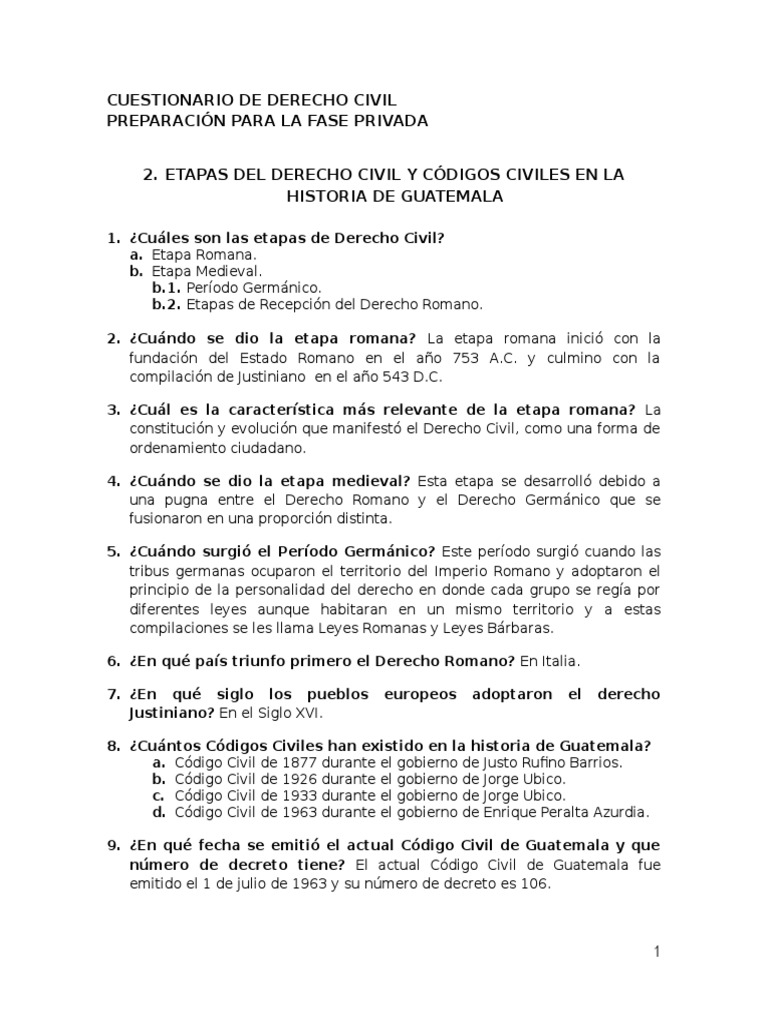 Etapas Del Derecho Civil y Códigos Civiles en La Historia de Guatemala ...