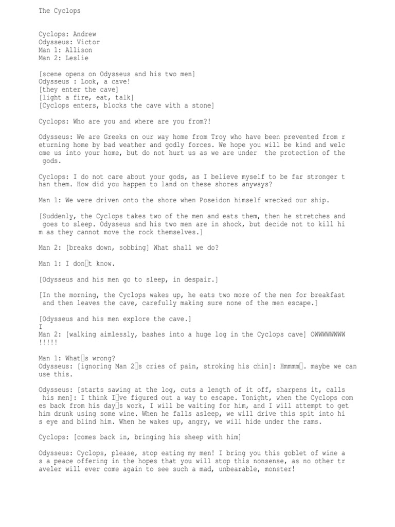 Odyssey Script | PDF | Odysseus | Odyssey