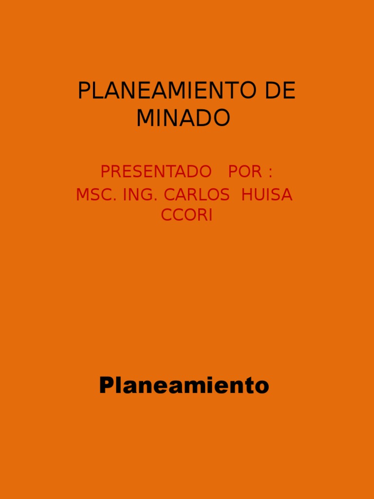 Planeamiento de Minado I | PDF | Planificación | Minería