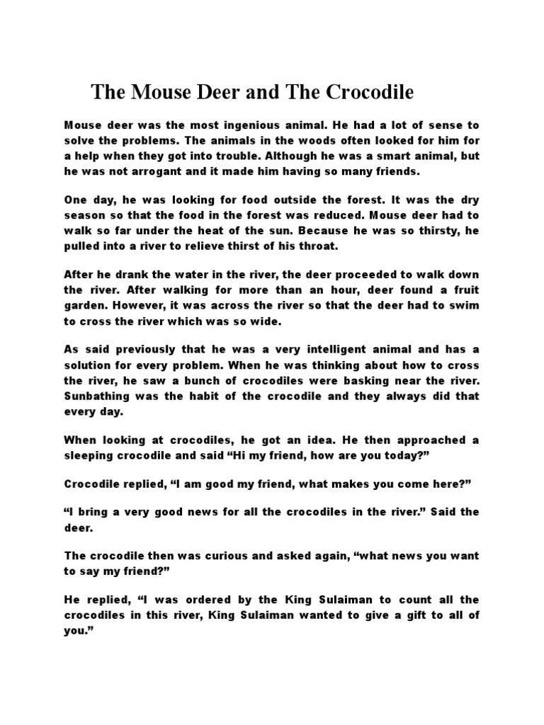 The Mouse Deer and The Crocodile | PDF | Home & Garden