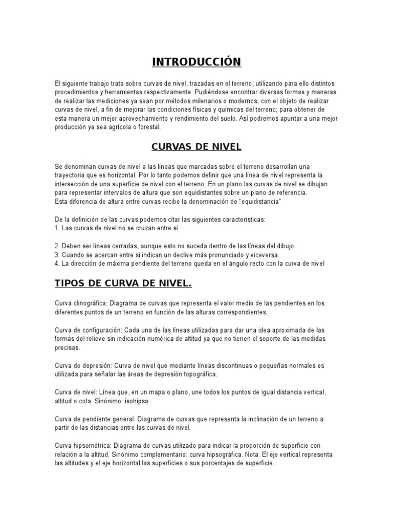 Curvas de Nivel: Definición y Uso | PDF | Mapa | Curva