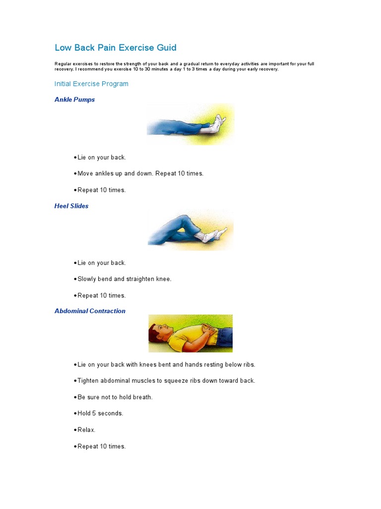Low Back Pain Exercise Guide | PDF | Human Leg | Knee