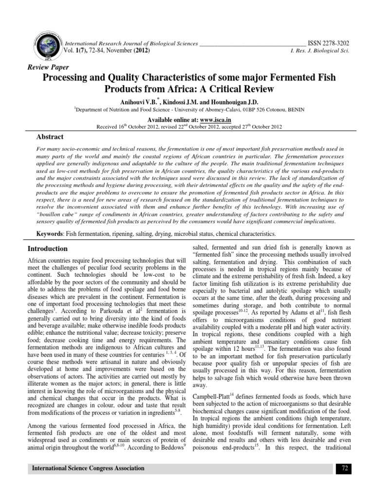 Fermented Fish | PDF | Bacillus | Food Preservation