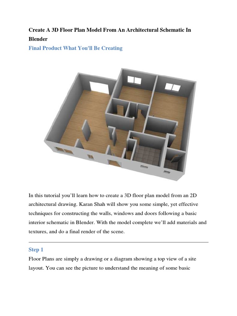Create A 3D Floor Plan Model From An Architectural Schematic in Blender ...