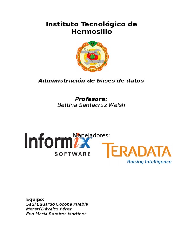 Informix y Teradata | PDF | SQL | Bases de datos