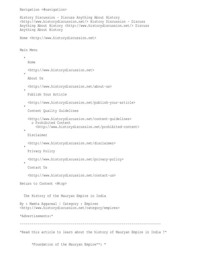 The History of The Mauryan Empire in India | PDF | Ashoka | Religion ...