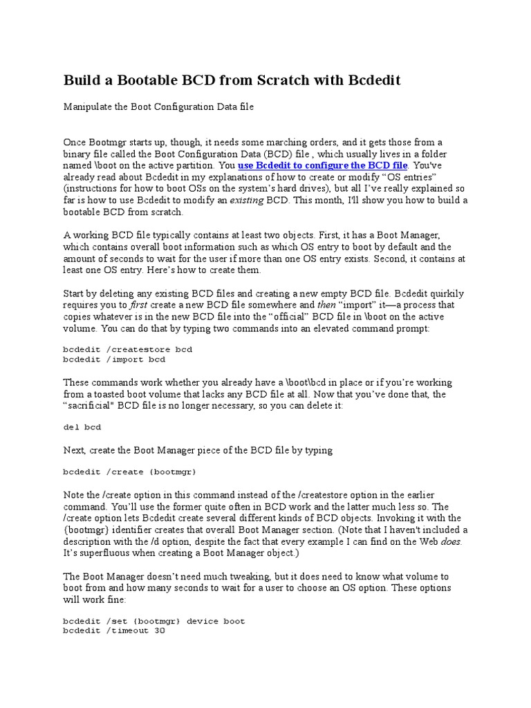 Build A Bootable BCD From Scratch With Bcdedit | PDF | Booting ...