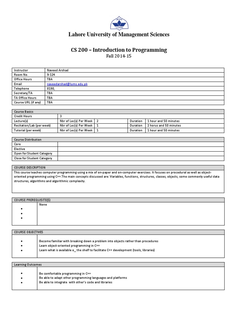 LUMS EE - 2nd Year Course Outlines | PDF | Amplifier | Integral