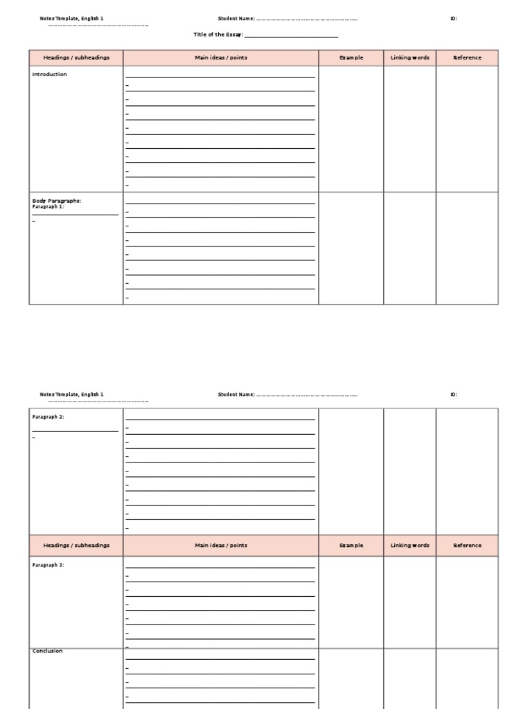 English Essay Notes Template | PDF | Career & Growth