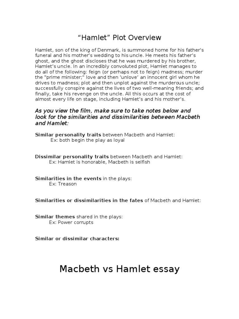 Hamlet Plot | PDF | Hamlet | Macbeth