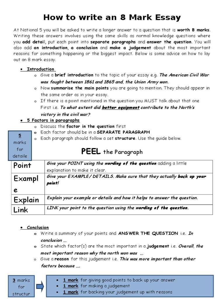 Writing an 8 Mark Essay Guide | PDF