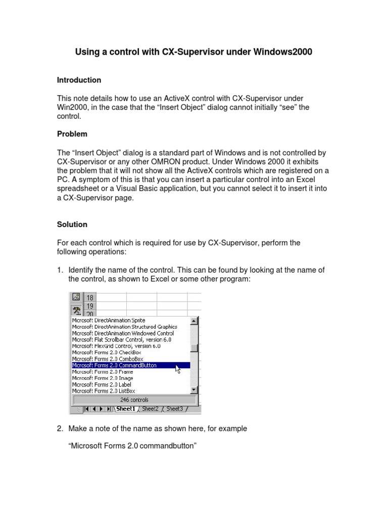 Using ActiveX Controls in CX-Supervisor | PDF