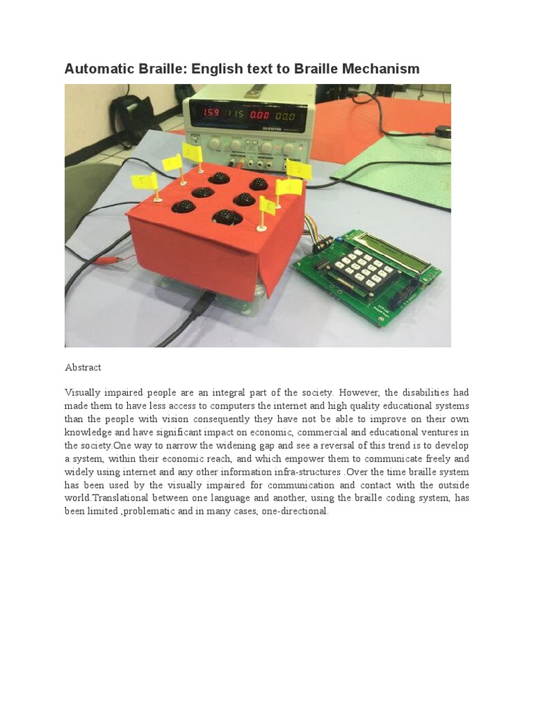 Automatic Braille: English Text To Braille Mechanism | PDF