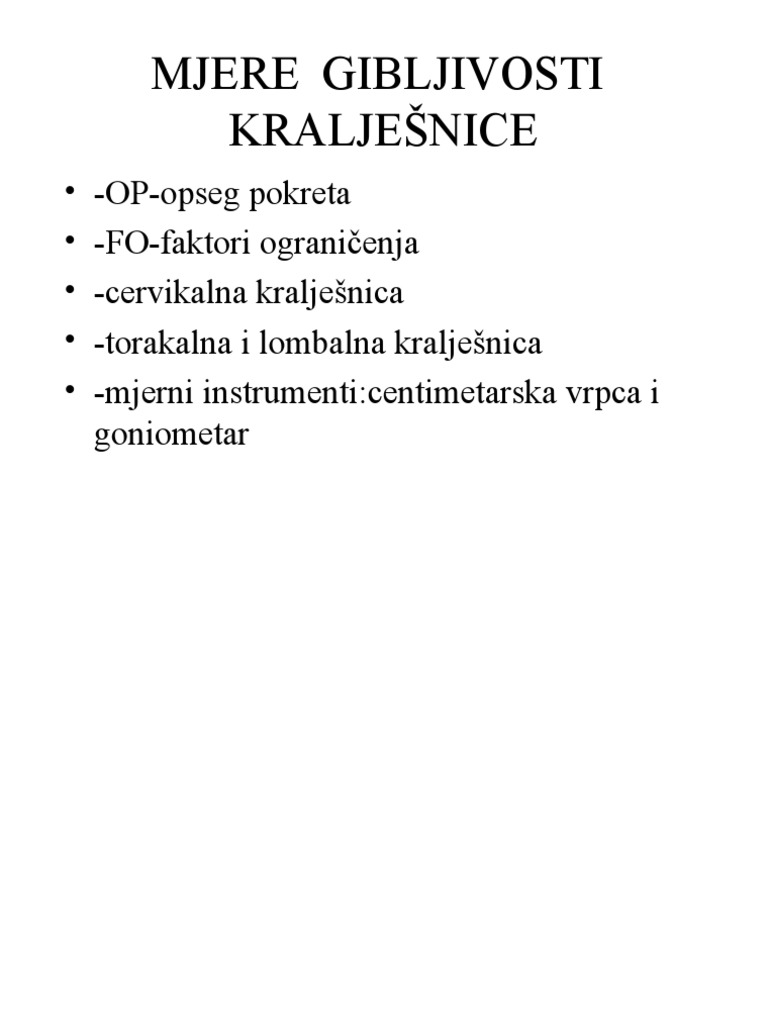 Mjerenje Gibljivosti Kralješnice | PDF