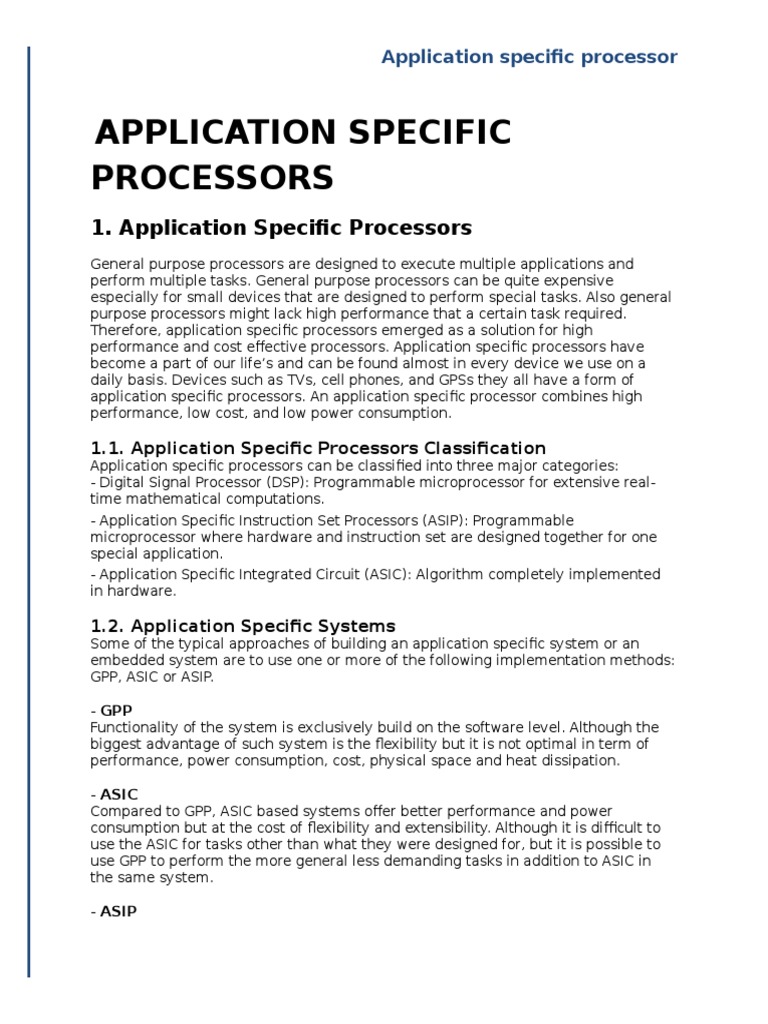 Application Specific Processors | PDF | Digital Signal Processor | Multi Core Processor