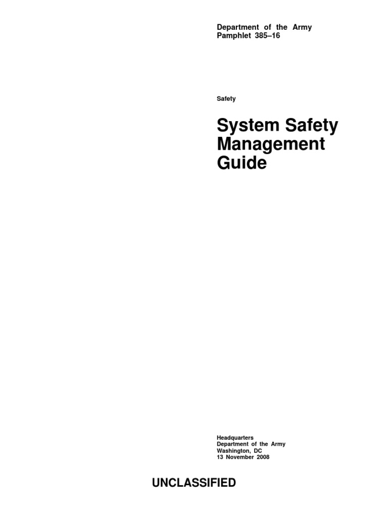 Army System Safety Management Guide | PDF | Risk Management | United ...