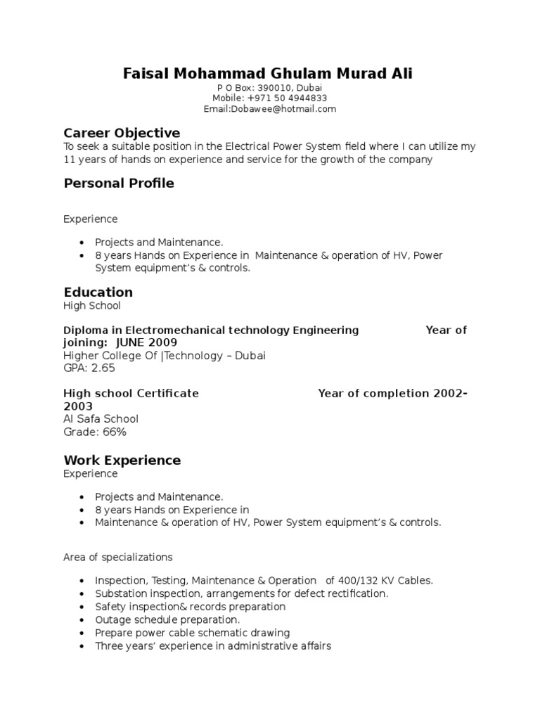 Faisal Mohammad Ghulam Murad Ali CV | PDF