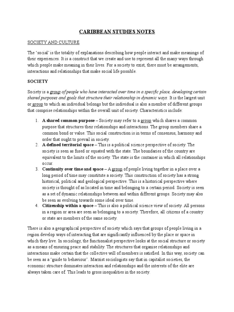 Caribbean Society and Culture Overview | PDF | Sociology | Institution