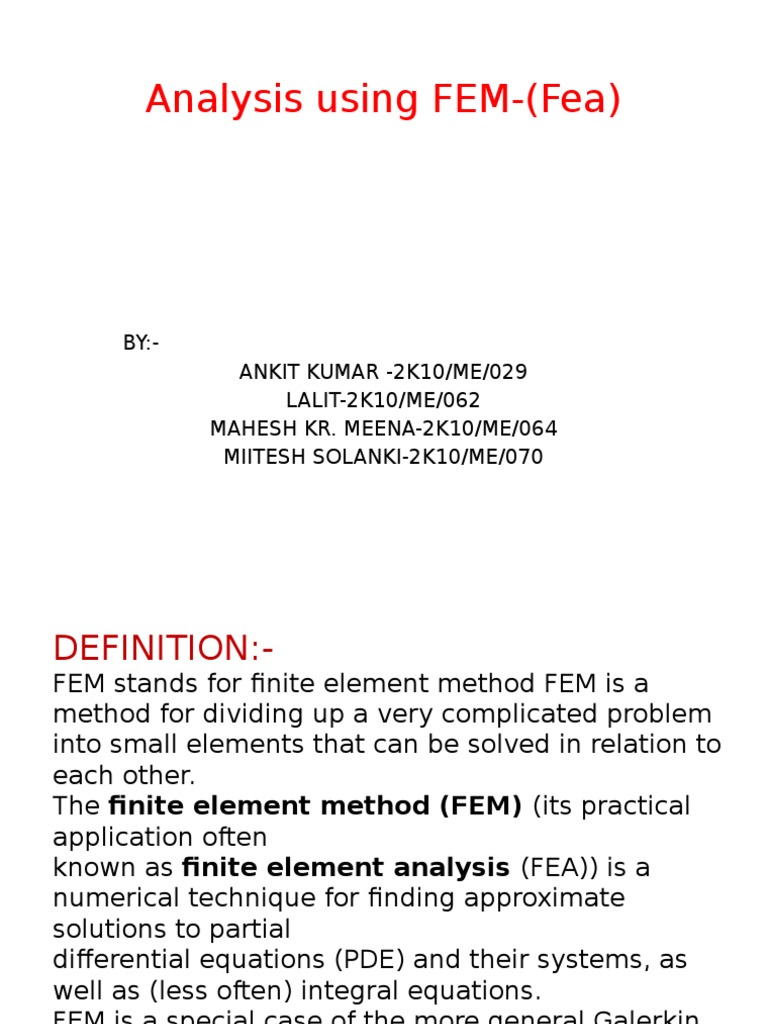 Fem Finite Element Analysis Pdf Finite Element Method Partial Differential Equation