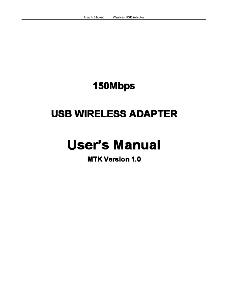 MTK Wireless USB Adapter Manual | PDF | Wireless Lan | Wi Fi