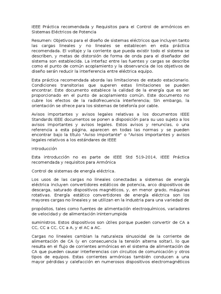 Ieee 519 | PDF | Corriente eléctrica | Transformador