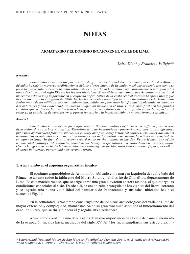 Armatambo, Valle de Lima | PDF | Imperio Inca | cerámica